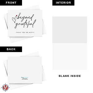 Beyond Grateful – Thank You So Very Much! w/Small Red Heart – Elegant Greeting Cards for Wedding, Christmas, Valentine’s, Bridal Shower, Anniversary – Blank Inside | 4.25 x 5.5” | 10 per Pack