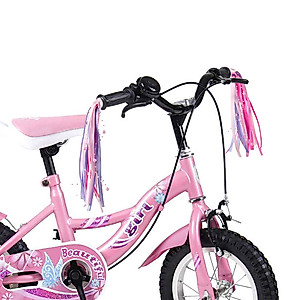 MINI-FACTORY Kids Bike Streamers Pink Pearl - 2Pcs Bicycle Scooter Front Handlebar Tassel Ribbon Decoration for Girls - Pearl (Pearl)