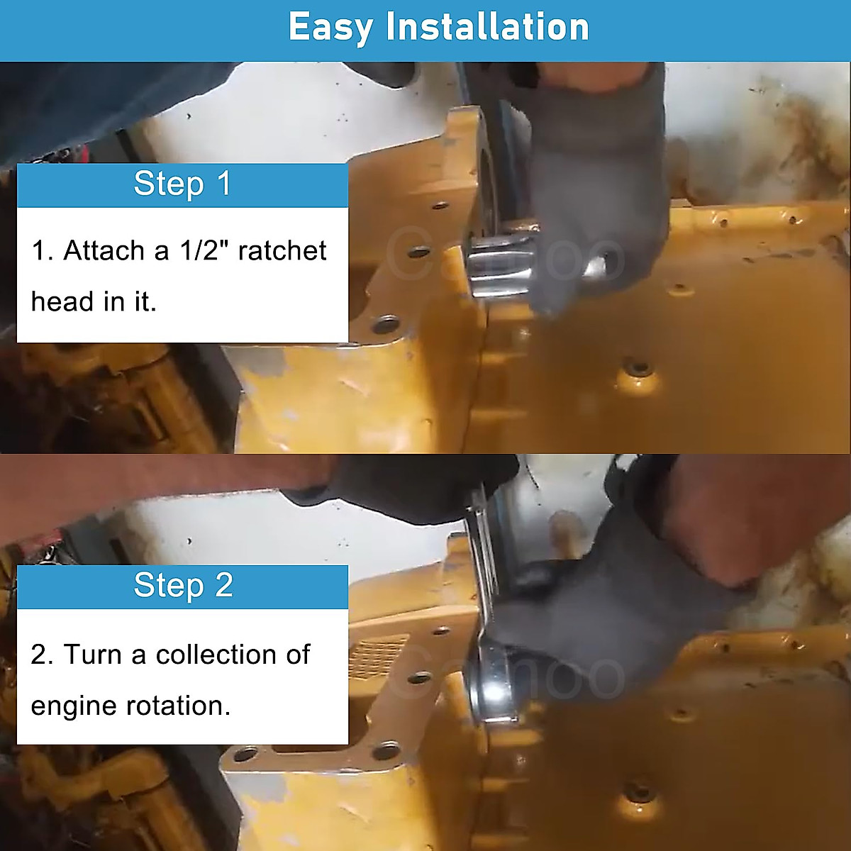 Engine Barring/Turning Socket Wrench For CAT Caterpillar, EUI/MUI & Mack Engines, Fits 3176/3196/3200/3208/3300/3400/3406/3500/3508/3512 Series, C9, C10, C12, C13, C15 and C16 & E-7, E-7 ETEC