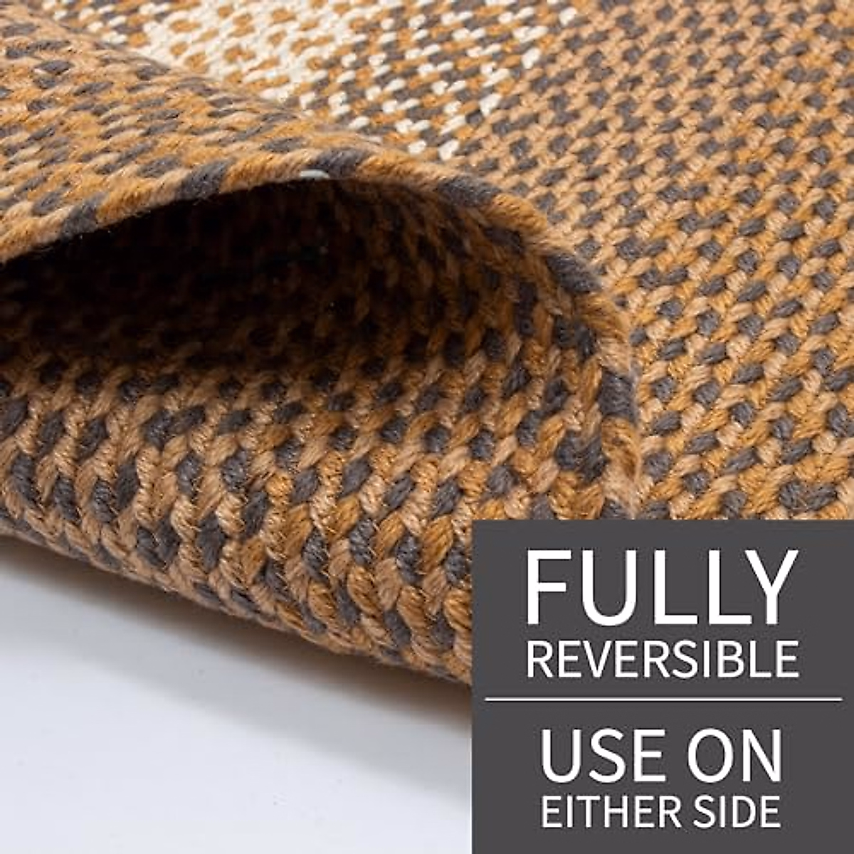 Super Area Rugs Brown Braided Rug for Kitchen/Dining Room, Taupe Gray Indoor Outdoor Braided Rug for Patio/Porch 4' x 6' Oval