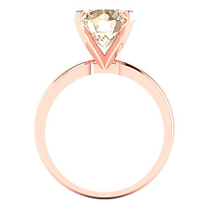 Clara Pucci 3.0 ct Round Cut Solitaire Genuine Natural Morganite Wedding Bridal Designer Anniversary Engagement Ring 14k Rose Gold