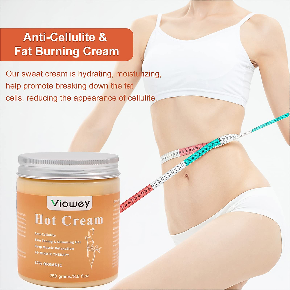 Hot Cream, Fat Burning Cream for Tummy, Abdomen, Belly, Legs, Arms, Buttocks and Waist, 8.8oz