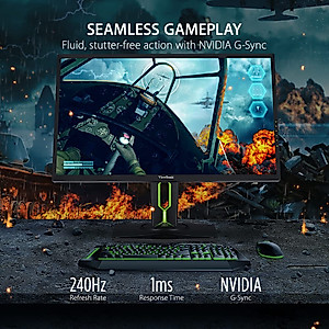 ViewSonic XG2560 25 Inch 1080p 240Hz 1ms Gsync Gaming Monitor with Eye Care Advanced Ergonomics HDMI and DP for Esports , Black
