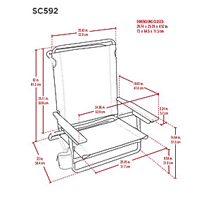 Tommy Bahama 5-Position Classic Lay Flat Folding Backpack Beach Chair, Blue and Green Stripe , 23" x 25.25" x 31.5"