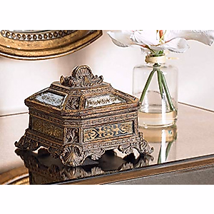 Kensington Hill Florentine 5 3/4" Wide Antique Gold Mirrored Jewelry Box