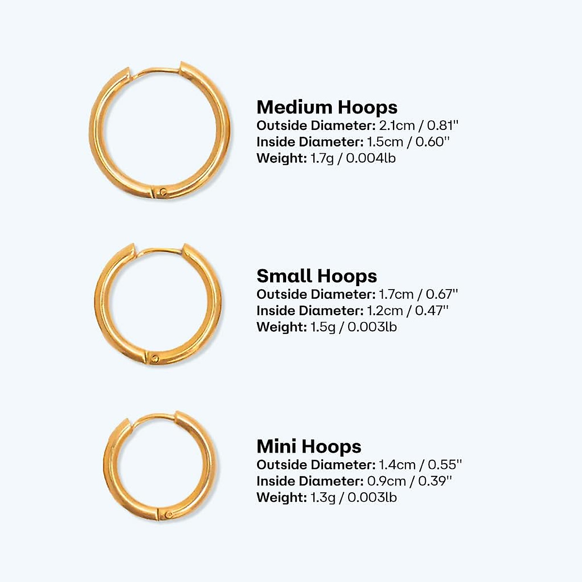 14k Gold Plated Hoop Earrings for Women Trendy Waterproof Sweatproof No Tarnish Jewelry Hey Harper