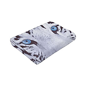 White Tiger Blanket 60 X 50 Inch Lightweight Flannel Fuzzy Blanket Aesthetic Microfiber Cozy Soft and Warm All Seasons Fleece Cool Plush Blanket for Couch Bed Sofa Farmhouse