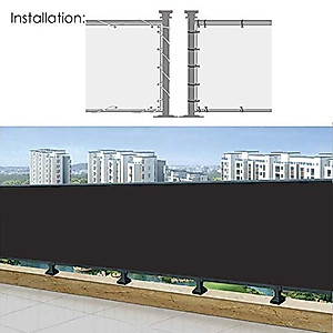Fence Privacy Screen, DICASAL Deck Privacy Screen Cover, 3.05 x 16.4 ft UV-Protection Mesh Fence Windscreen for Porch, Patio, Balcony and Apartment Grey