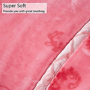 LGYKUMEG Warm Winter Fleece Plush Throw Blanket 59 × 79 inches, Silky Soft and Warm, 2 Ply Reversible Raschel Pink Rose Throw,150×200cm2kg.