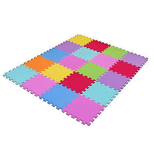 Meiqicool EVA Foam Puzzle Play Mat for Baby - Non Toxic Interlocking Soft Floor Tiles - Kids Toddler Infant Children Room and Yard Exercise Gym Decor - Multi Color，20pcs