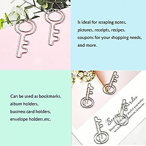 50 Piece Silver Key Shape Paper Clip,Plan Clip Stationery Office Supplies Accessories Bookmark Gift for Paper Photo File Test Paper Organization