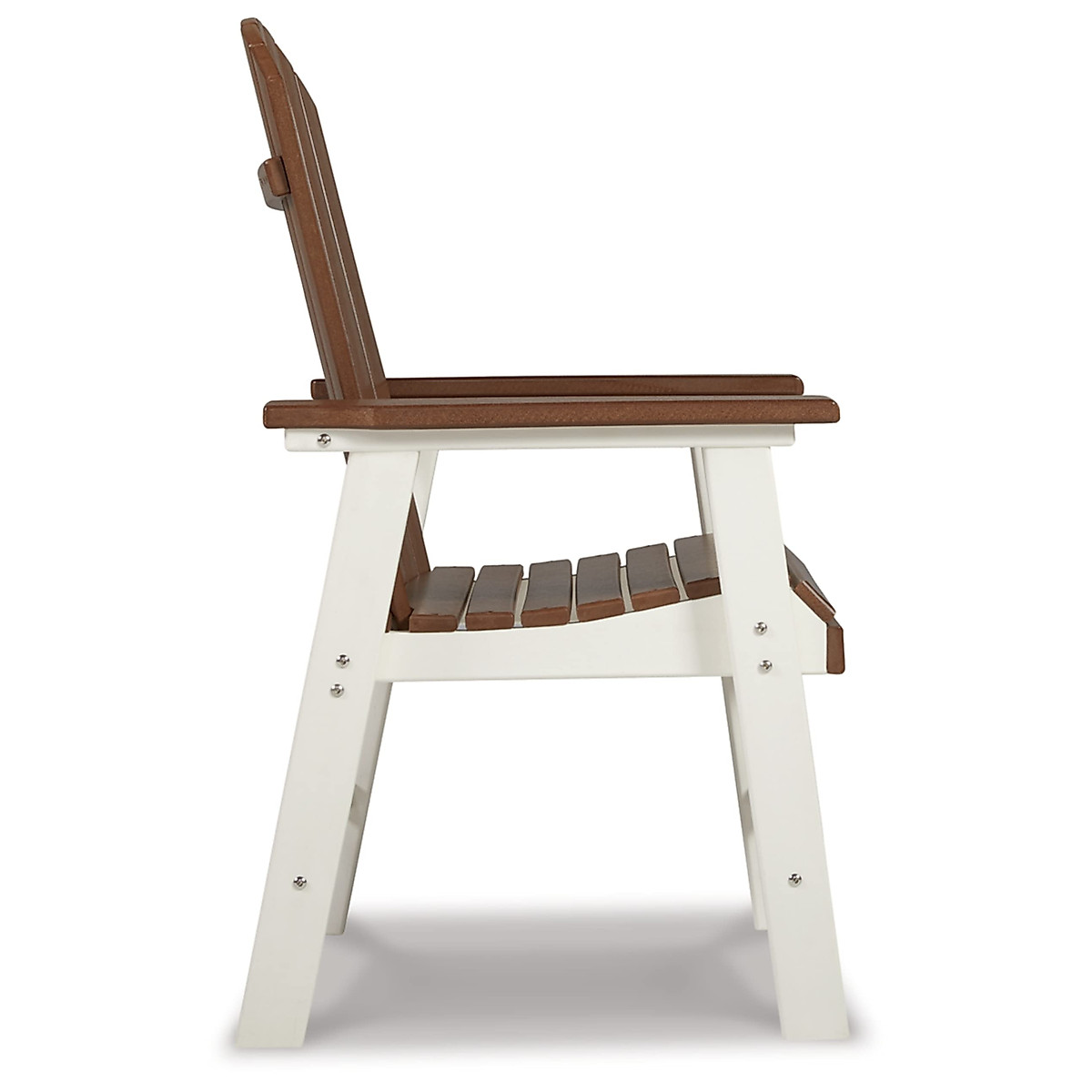 Signature Design by Ashley Genesis Bay Outdoor Dining HDPE Arm Chair, 2 Count, Brown & White