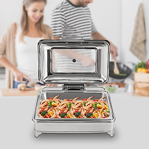 Food Warmers for Parties Buffets Electric, Stainless Steel Buffet Server and Warming Tray, 9L, Chafing Dish Buffet Set - Adjustable Temperature + Hot Plate Electricgn 1/1