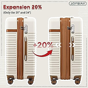 Joyway Luggage 20 Inch Carry On Luggage Sets, Expandable Suitcase Set with Spinner Wheel and TSA Lock, Hard Shell 3 Piece Luggage Sets for Travel