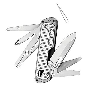 LEATHERMAN, FREE T4 Multitool and EDC Knife with Magnetic Locking and One Hand Accessible, Made in the USA, Stainless