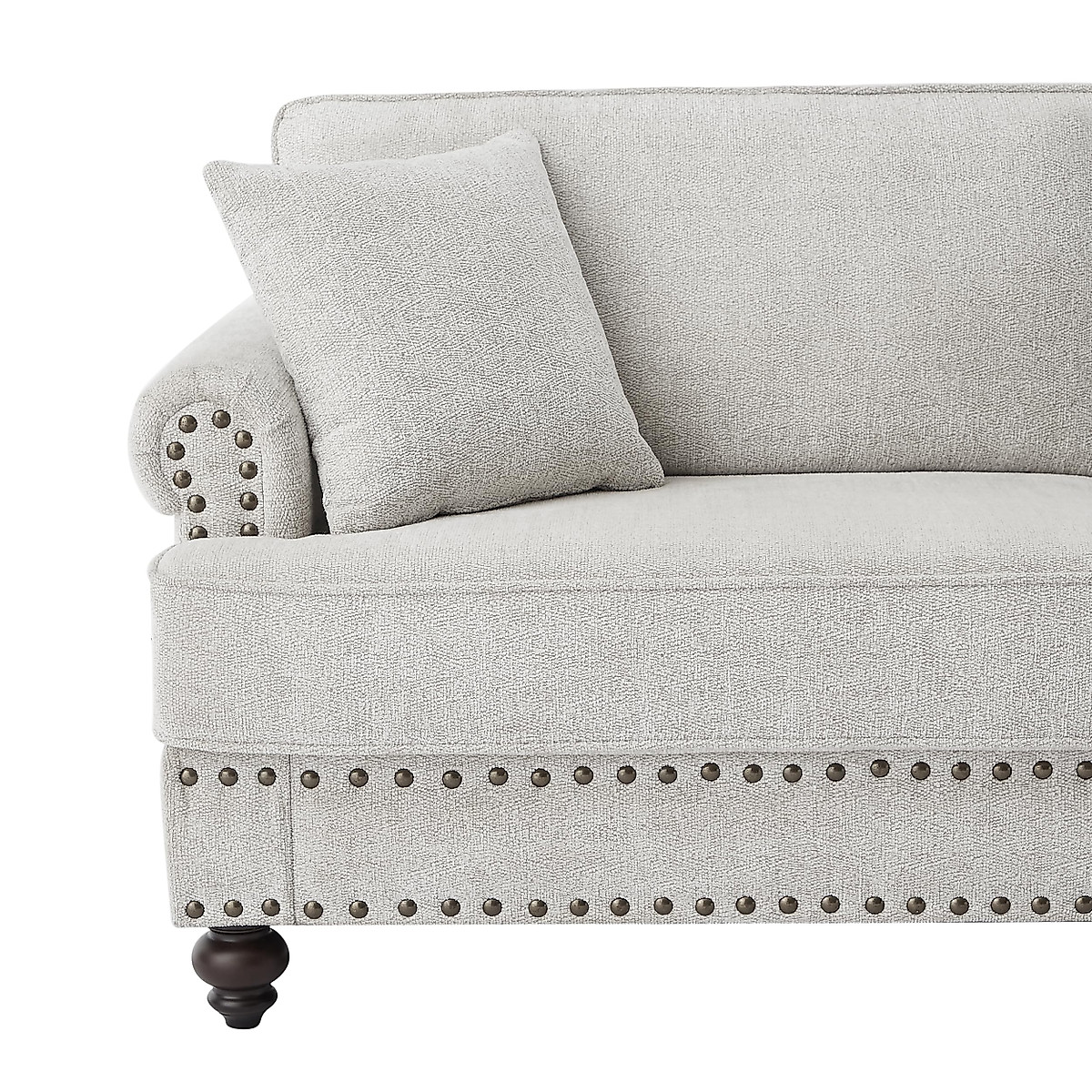 Asucoora Rolled Arm Chenille Upholstered Loveseat, 2-Seater Sofa Couch with Nailhead Trim and 2 Pillows Gray