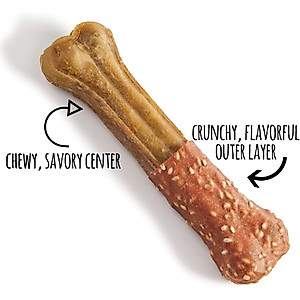 Pet 'n Shape Long Lasting Chewz Dog Treats - Chicken Wrapped Rawhide - 1 Bone, 8-Inch Long