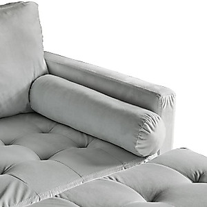 wirrytor Modular Sectional Sofa, Velvet U Shaped Couch, Modular Sectional with Reversible Ottomans for Living Room, Grey