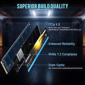 INLAND Performance SSD 2TB PCIe 4.0 M.2 Internal Solid-State Drive NVMe Gen4 x 4 with DRAM Up to 5,000 MB/s, 3,600 TBW 3D TLC NAND