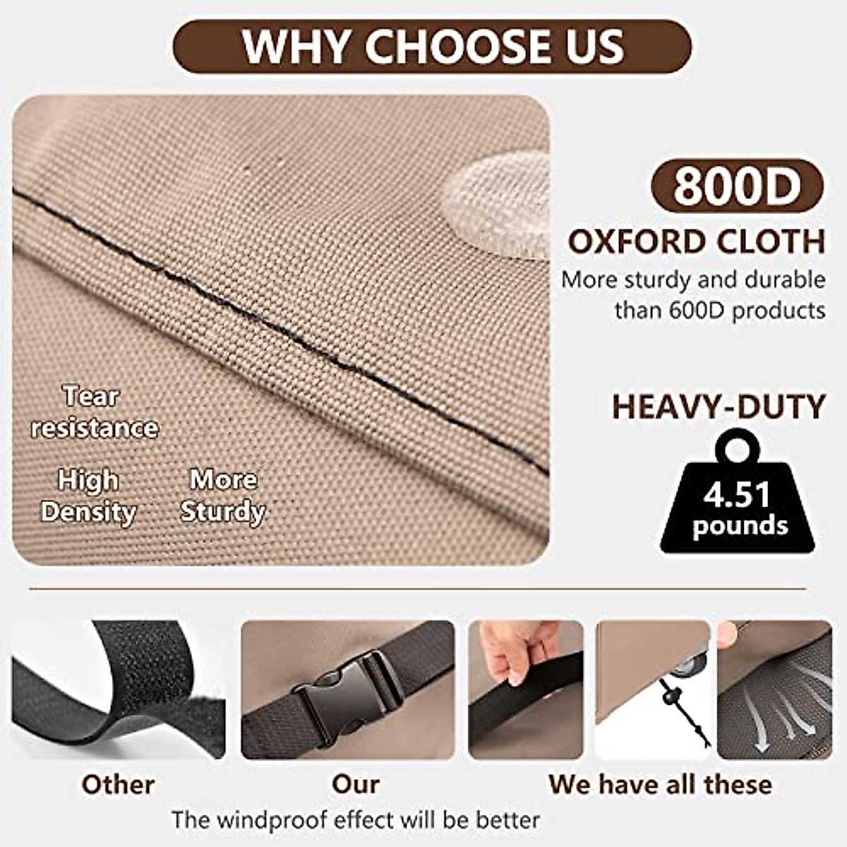 WEIMELL 800D BBQ Grill Cover for Outdoor Grill,58 Inch BBQ Covers Waterproof Heavy Duty,Gas Grill Covers for Outside,Barbeque Grill Cover for Weber,Char-Broil,Genesis,Brinkmann,Dyna-glo Nexgrill