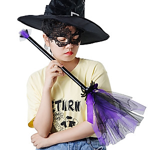HOVEOX 3 Pack Halloween Witch Broom Plastic Witch Broomstick 3 Colors Broom Props Cosplay Broomstick for Halloween Costume Party Supplies