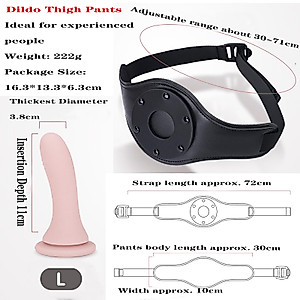 Vilpory Silicone Wearable Dildos Thigh Wear Pants- Strap On Harness Pants Strapless Sex Toys for Men Women Couples Les (L)
