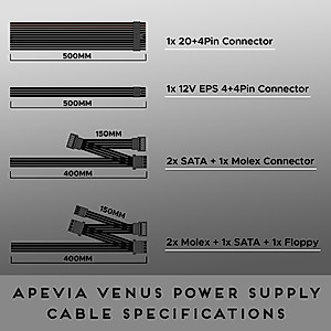 APEVIA VENUS450W 450W ATX Power Supply with Auto-Thermally Controlled 120mm Fan, 115/230V Switch, All Protections