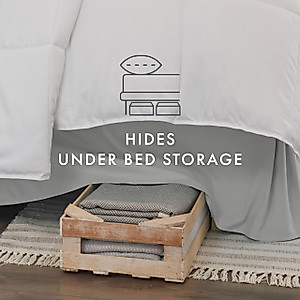 Linen Market Bed Skirt - Ultra Soft Microfiber - Easy Fit with 14 Inch Tailored Drop - Hotel Quality, Shrinkage & Fade Resistant - Bed Cover - Queen Bed Set - Bedroom Décor - (Light Gray)