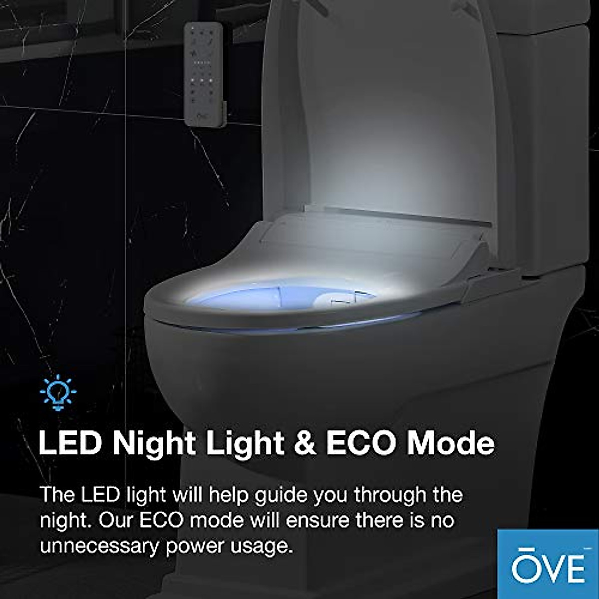 Ove Decors Nova Bidet Toilet Built-in Tankless Elongated, Automatic Flushing, Heated Seat, Soft Close, ECO Mode with Remote Control, White