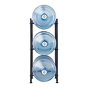 VEVOR 5 Gallon Water Jug Holder, 3 Tiers Water Bottle Holder, Heavy Duty Water Bottle Rack with 3 Slots, Detachable Water Jug Stand for Kitchen, Office, Living Room- Black