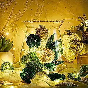 36 Pcs St Patrick's Day Rattan Balls Stars Moon DIY Vase Filler Craft Bowl Wicker Rattan Balls Green Ball Vase Filler Decoration Hanging for Table Wedding Party Decor Ornament