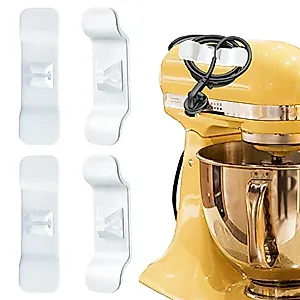 Cord Organizer for Kitchen Appliances, 4 Pack Cord Winder Stick on, Rubber Cord Wrapper Holder Compatible with Home Appliances, Stand Mixer, Air Fryer, Toaster, Blender, Coffee Maker (White)