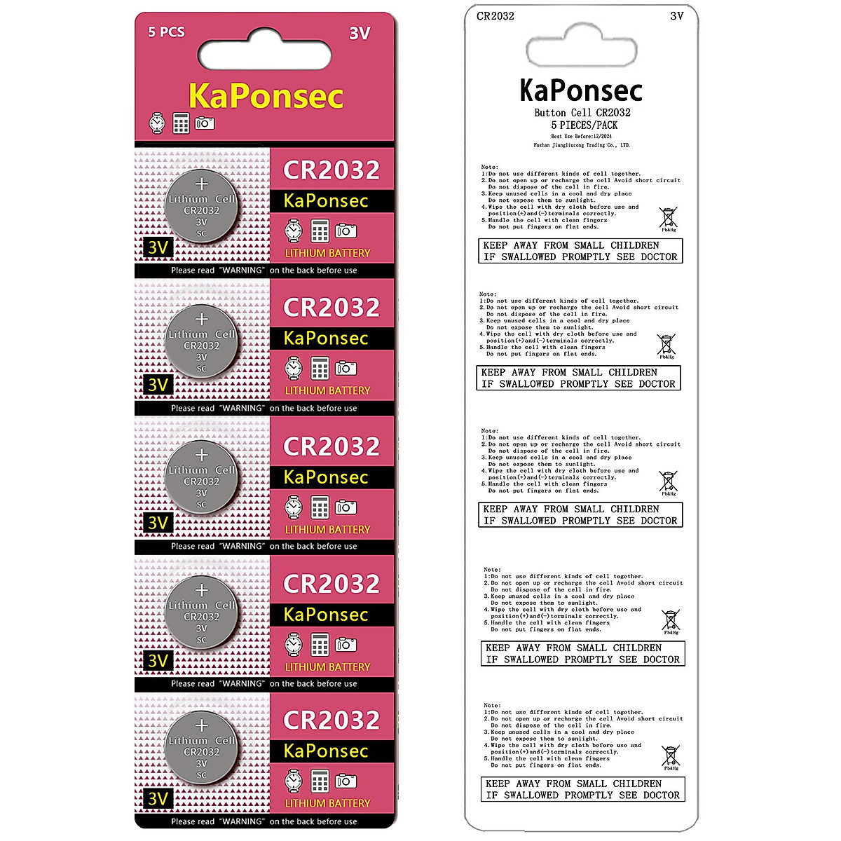 KaPonsec 50 Pack CR2032 DL2032 3V Lithium Coin Cell Battery