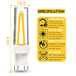 NextClimb 2200K G9 LED Bulb - The Warmest G9 LED Bulb Dimmable on Amazon - G9 Bulb Base - Low Consumption (3W) - 120V AC - Dimmable LED Light Bulbs (3-Pack, Warm)