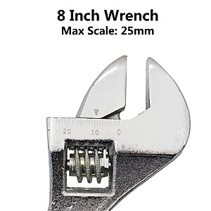 Casoter 18" Silver Adjustable Wrench 55mm Wide Milled Jaw Drop Forged Steel Heat Treated Chrome-plated Garage DIY Proto Tool for Men