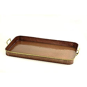 NuSteel 18 Serving Hammered Rectangular Tray Antique Charger Platter for Kitchenware, Party, Bar, Household & Outdoor Use-Best Copper Gifts, TG-861AC