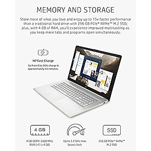 HP 17 Laptop PC, AMD Ryzen 3 5300U, 4 GB RAM, 256 GB SSD, 17.3" HD+ Display, Windows 11 Home, Wi-Fi & Bluetooth Combo, Long Battery Life, HD Webcam, Custom-Tuned Speakers (17-cn0020nr, 2022)
