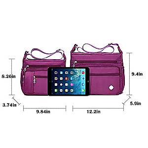 Waterproof Nylon Shoulder Crossbody Bags - Handbag Zipper Pocket Tote Bag Purses Satchel for Ladies Women Girls (Small bag-blue)