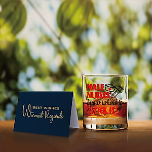 TOUNER Male Nurses Know Whiskey Glasses, Nurse Whiskey Glass, Male Nurse Gift, Nurse Appreciation Gift For Him, Funny gift For Nurse, Men, Coworkers, Nurse Week Gifts, Retirement Gifts For Nurse