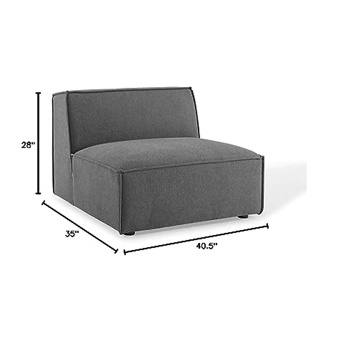 Modway EEI-3872-CHA Restore Sectional Sofa Armless Chair, Charcoal