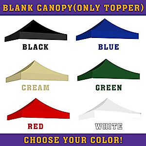 BannerBuzz Blank Canopy Tent, Only Topper, 420 Denier Oxford Polyester Fabric, 325 GSM, Velcro Topper Attachment (10' x 10', Black)