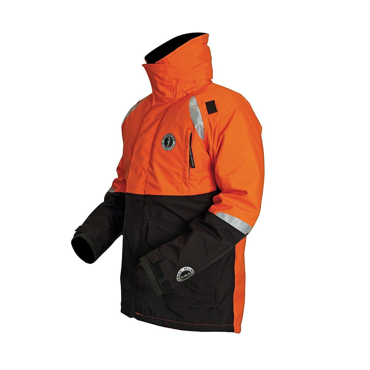 MUSTANG SURVIVAL - Catalyst Floatation Coat (Orange-Black - XL) - Harmonized Approval (CAN and US), 10k Waterproof, M-Tech Comfort System, Underarm ventiliation zips, D-Ring for Engine Kill Switch