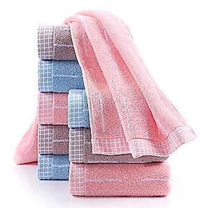 Lngtuy Hand Towels Set of 3, Striped Pattern 100% Cotton Face Towels, Super Soft Highly Absorbent Hand Towel for Bathroom (13.5 x 29 Inch)
