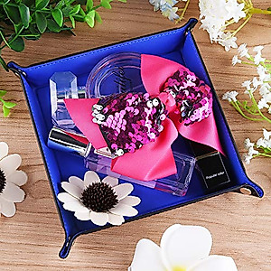 SIQUK 6 Pieces Dice Tray PU Leather Dice Rolling Tray Folding Square Holder for Dice Games, 6 Colors