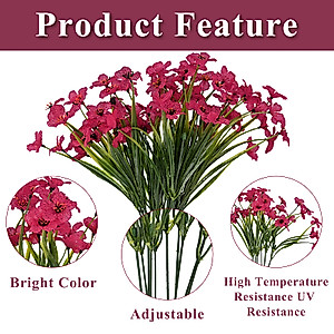 20 Bundles Artificial Flowers Outdoor Fake Flowers UV Resistant No Fade Faux Plastic Garden Porch Greenery Shrubs Window Box Decorating,Wedding Flower,Aisle Table Centerpiece Party (Rose)