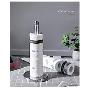 Mornenjoy Modern Stand Up Paper Towel Holder,Single Tear Papertowel Roll Stand with Stable Wide Base,Paper Towel Dispenser for Kitchen Countertop/Dinner Table/Bathroom (Round Head,Copper)