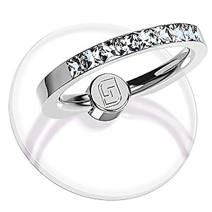Transparent Phone Ring Holder 2 Pcs, Jsoerpay Clear Cell Phone Ring Holder with Diamond, Finger Grip 360°Rotation Compatible with Most of The Phones, Tablet and Case (Silver)