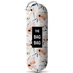 XIKAINUO Retro Flower Kitchen Grocery Storage Bag Holder, Washable Canvas Grocery Shopping Bags, Carrier Plastic Trash Bag Dispenser for Home Kitchen Bathroom Farmhouse Decor Gift