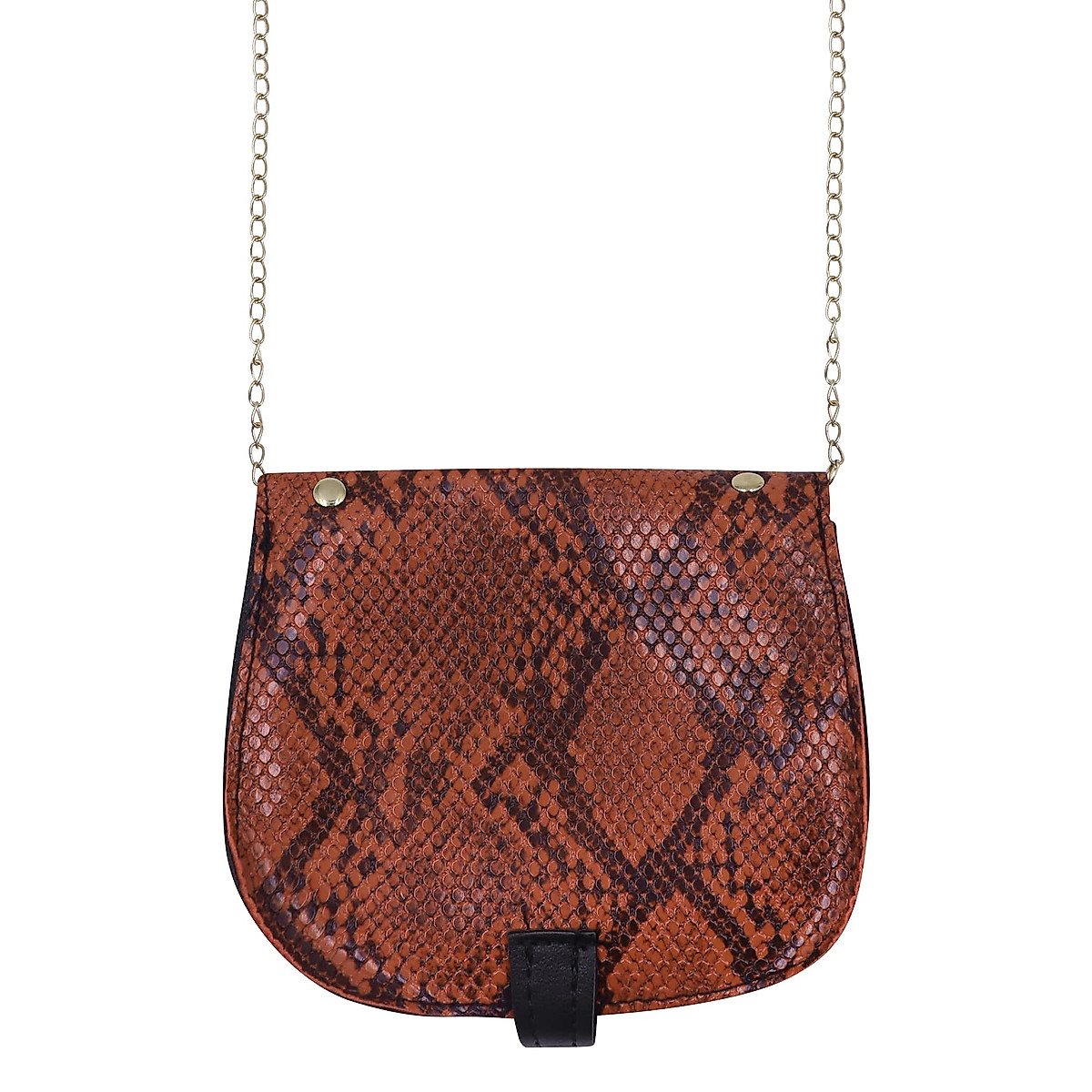 MOSSTYUS Women Girls Snakeskin Crossbody Bag PU Leather Handbag Shoulder Clutch Purse Pouch with Chain Strap, Coffee