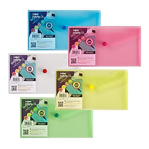 Snopake DL Polyfile Popper Wallet with Press Stud Closure – Classic Assorted [Pack of 5] Ref: 10070